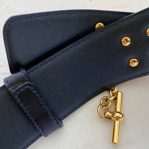 Celine | Accessories | Celine Black Gold Chain Belt | Poshmark
